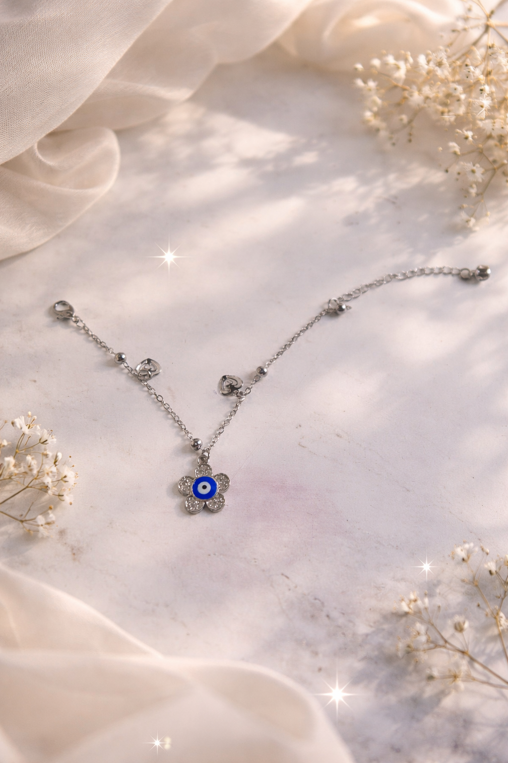 Evil eye flower Bracelet/Anklet – Rudraa by Payal